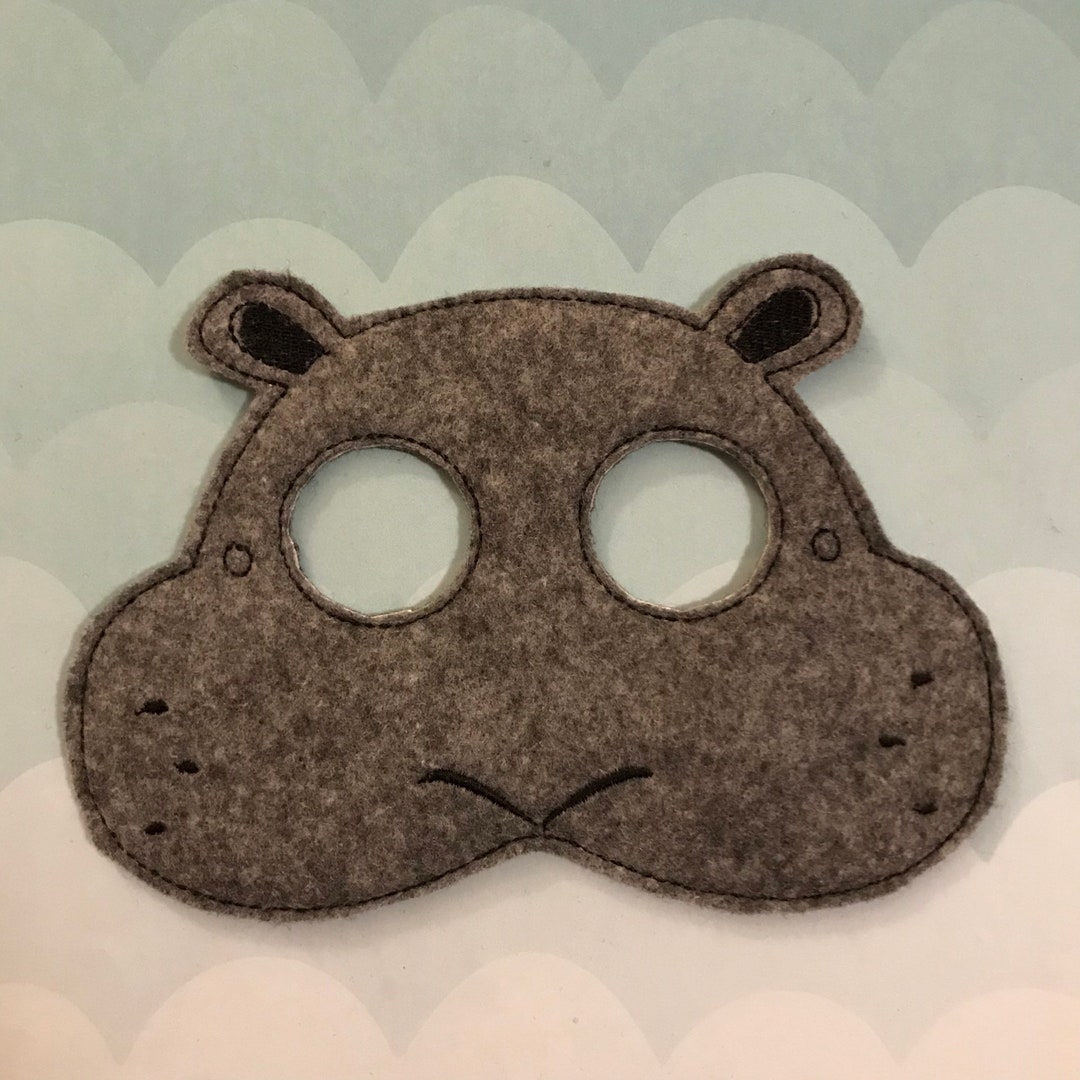 Hippopotamus Costume Felt Mask, Hippo Costume, Hippo Mask, Party Favor ...