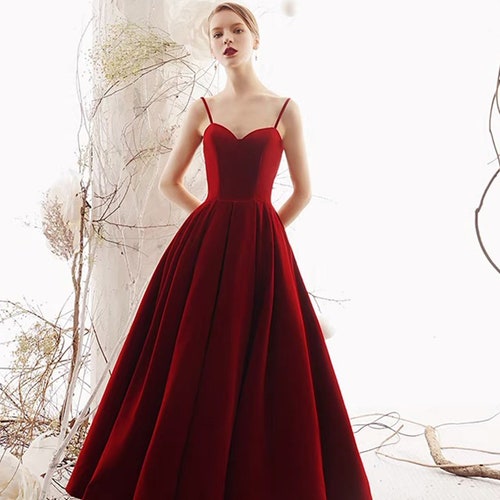 Red Velvet Mermaid Prom Gown - Etsy