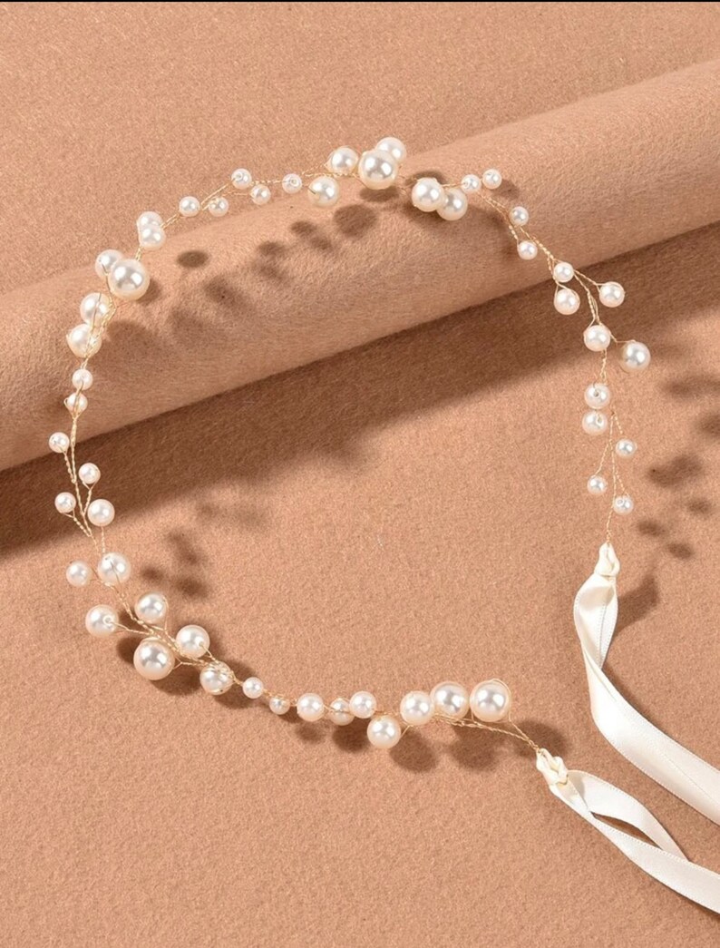 Vintage Pearl Headband Vine Bridal Headpiece Hairband Gold - Etsy