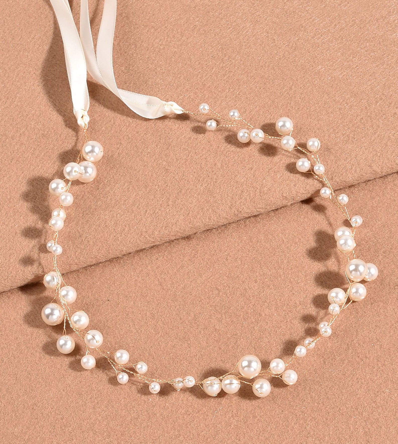 Vintage Pearl Headband Vine Bridal Headpiece Hairband Gold - Etsy