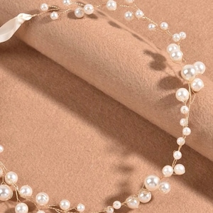 Vintage Pearl Headband Vine Bridal Headpiece Hairband Gold - Etsy