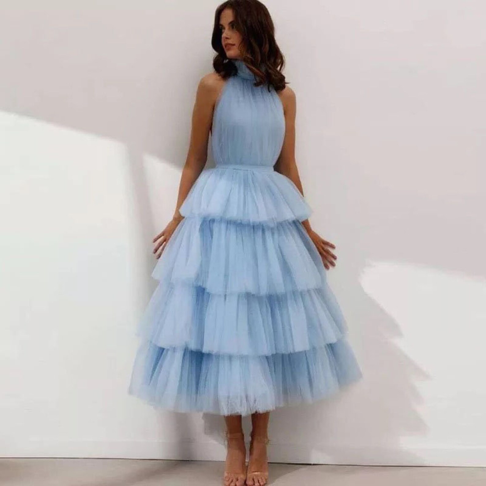 Ruffle Layered Tulle Hem Haltered A-line Tutu Prom Dress - Etsy