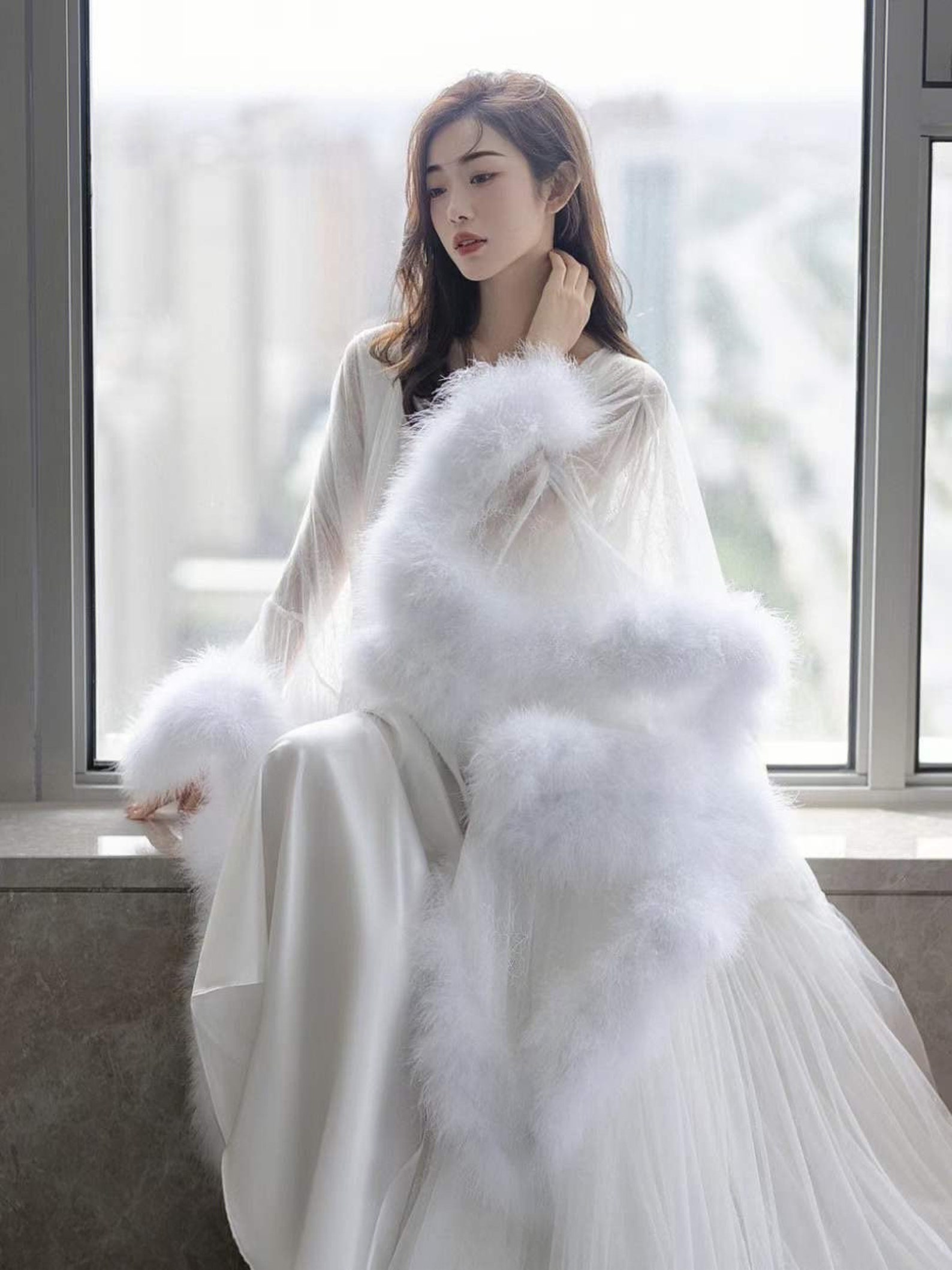 Selenahuanbridal Luxury Thick Faux Fox Feather Chantilly Lace - Etsy