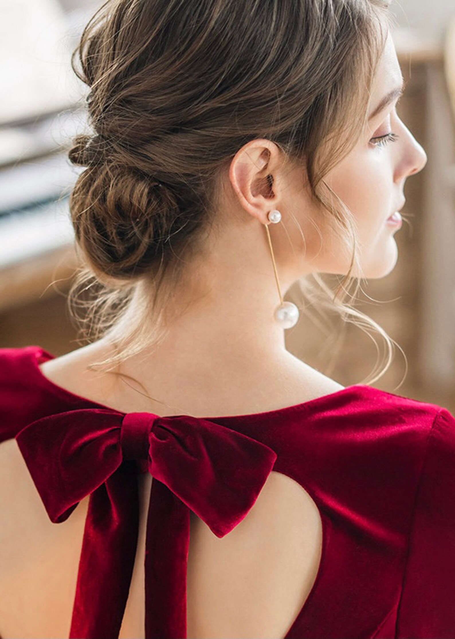 Elegant Long V-neck Heart-shape Bow-tied Back A-line Velvet - Etsy