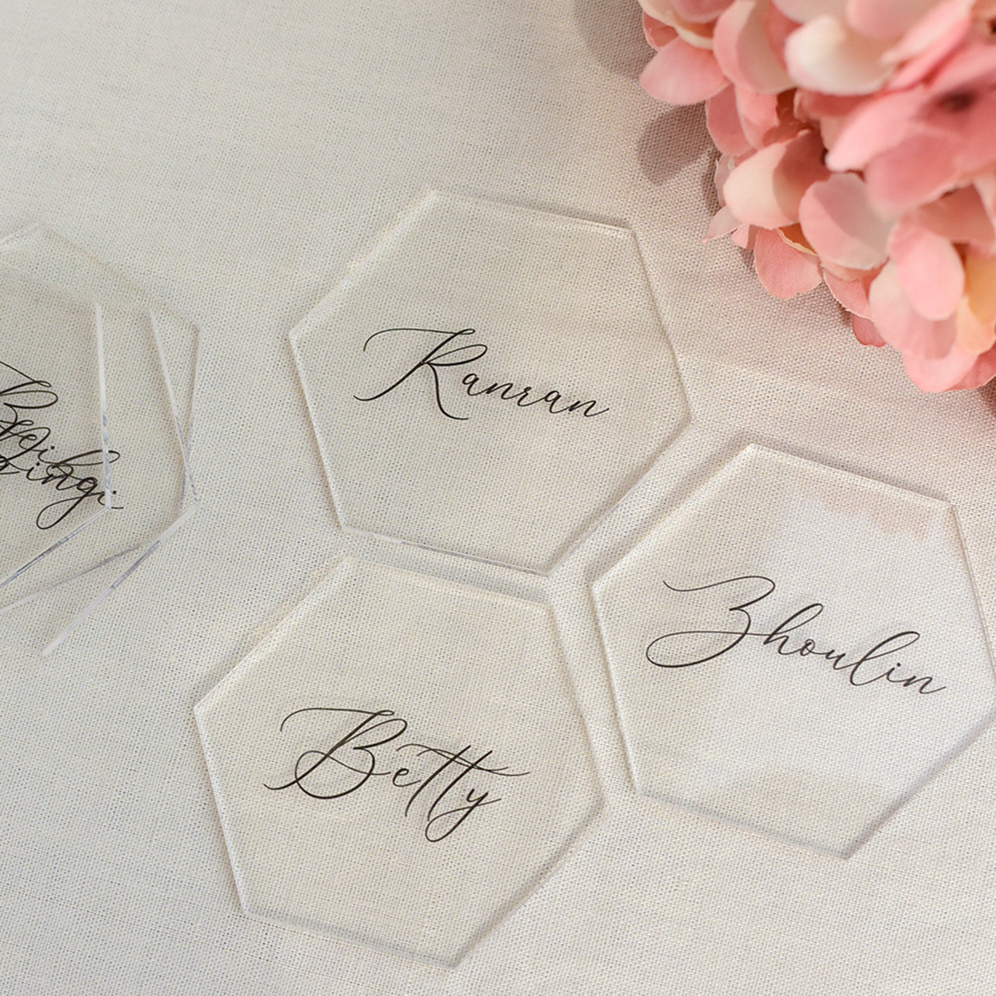 Hexagon Acrylic Board Custom Handwritten Calligraphy Place - Etsy UK
