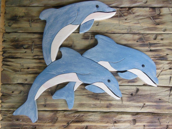 Wood Dolphins-dolphins-distressed Wood Dolphins-nautical - Etsy