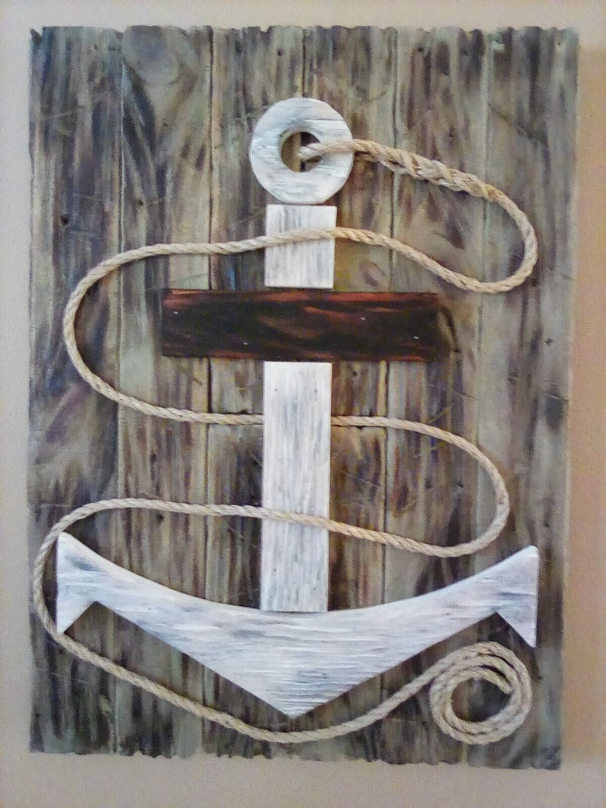 Wood Anchor-anchor-distressed Wood Anchor-nautical Decor-nautical Art ...