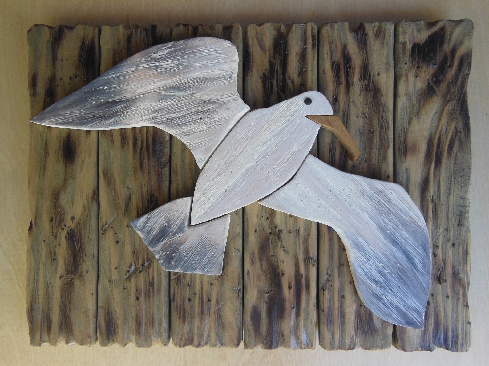 Wood Seagull-seagull-distressed Wood Seagull-nautical Decor-nautical ...