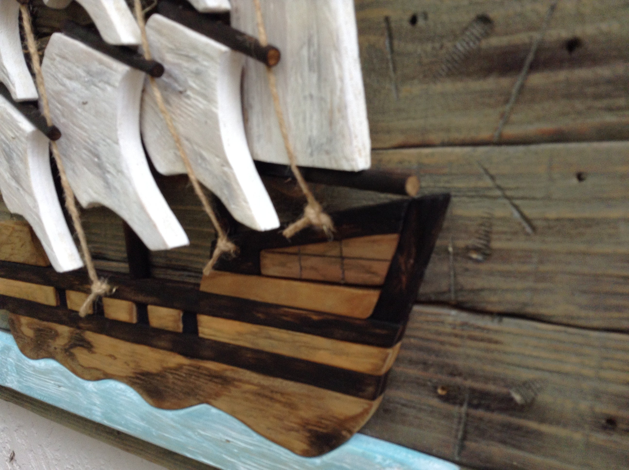 Wood Pirate Ship-pirate Ship-distressed Wood Pirate Ship-nautical Decor ...