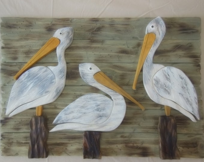 Wood Pelican-pelican-distressed Wood Pelican-nautical Decor-nautical ...