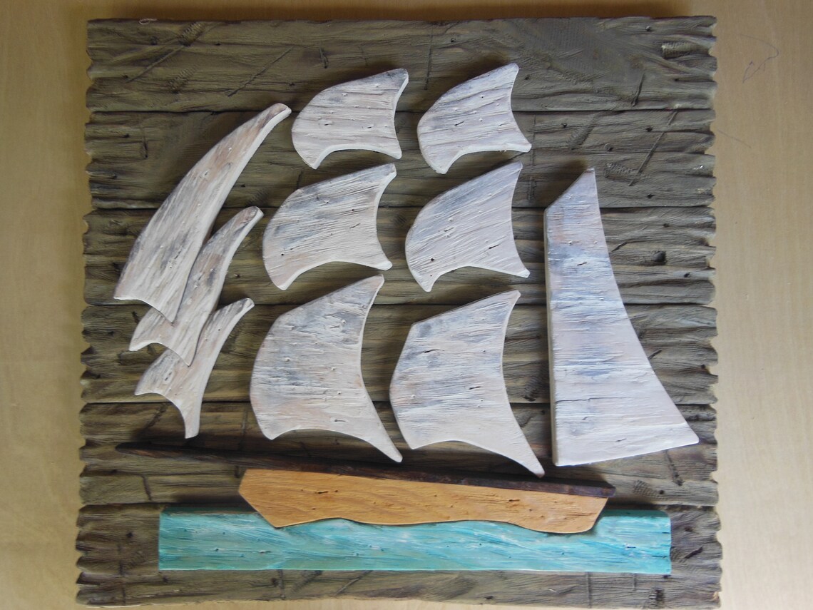 Wood Sail Ship-pirate Ship-distressed Wood Sail Ship-nautical Decor ...