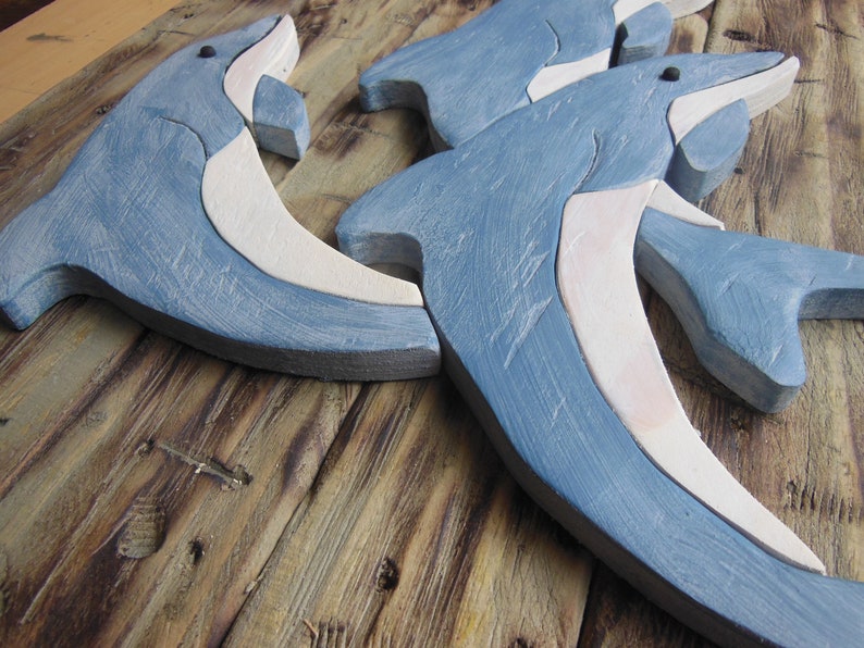 Wood Dolphins-dolphins-distressed Wood Dolphins-nautical Decor-nautical ...