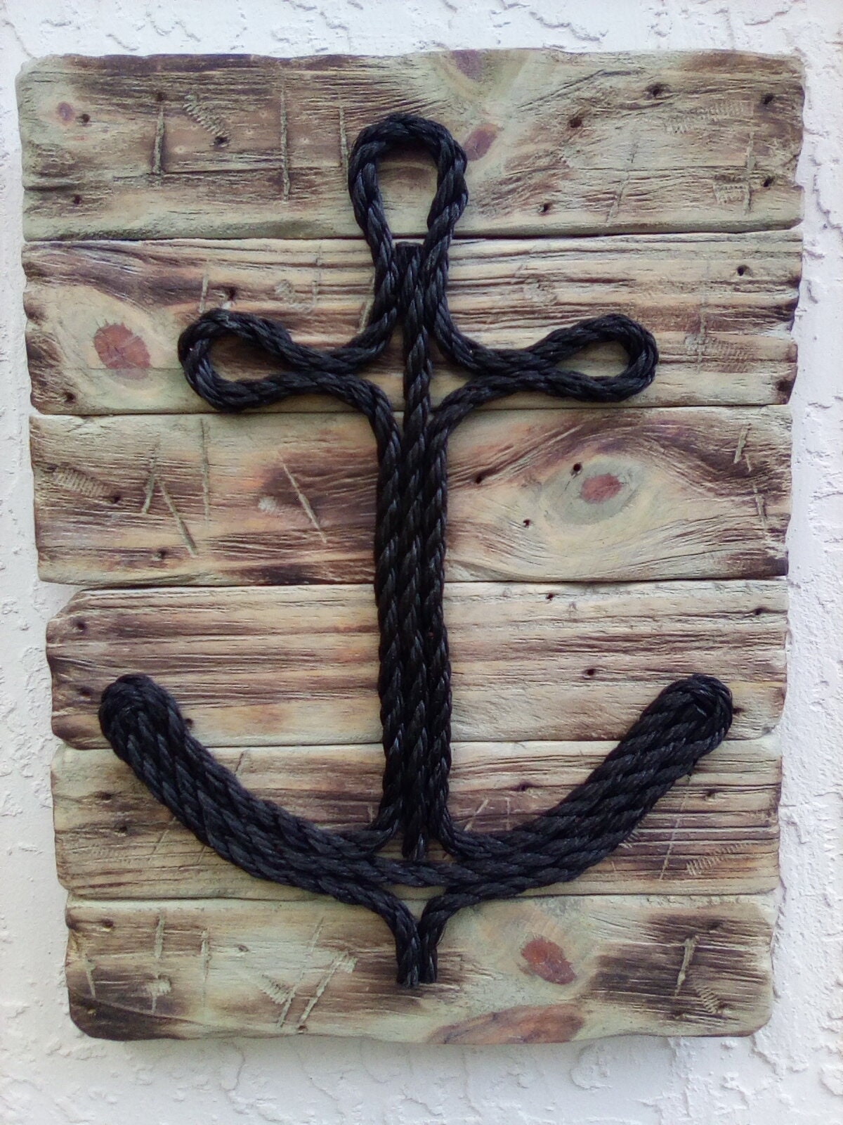 Rope Anchor-anchor-nautical Decor-nautical Art-rustic Decor-distressed ...