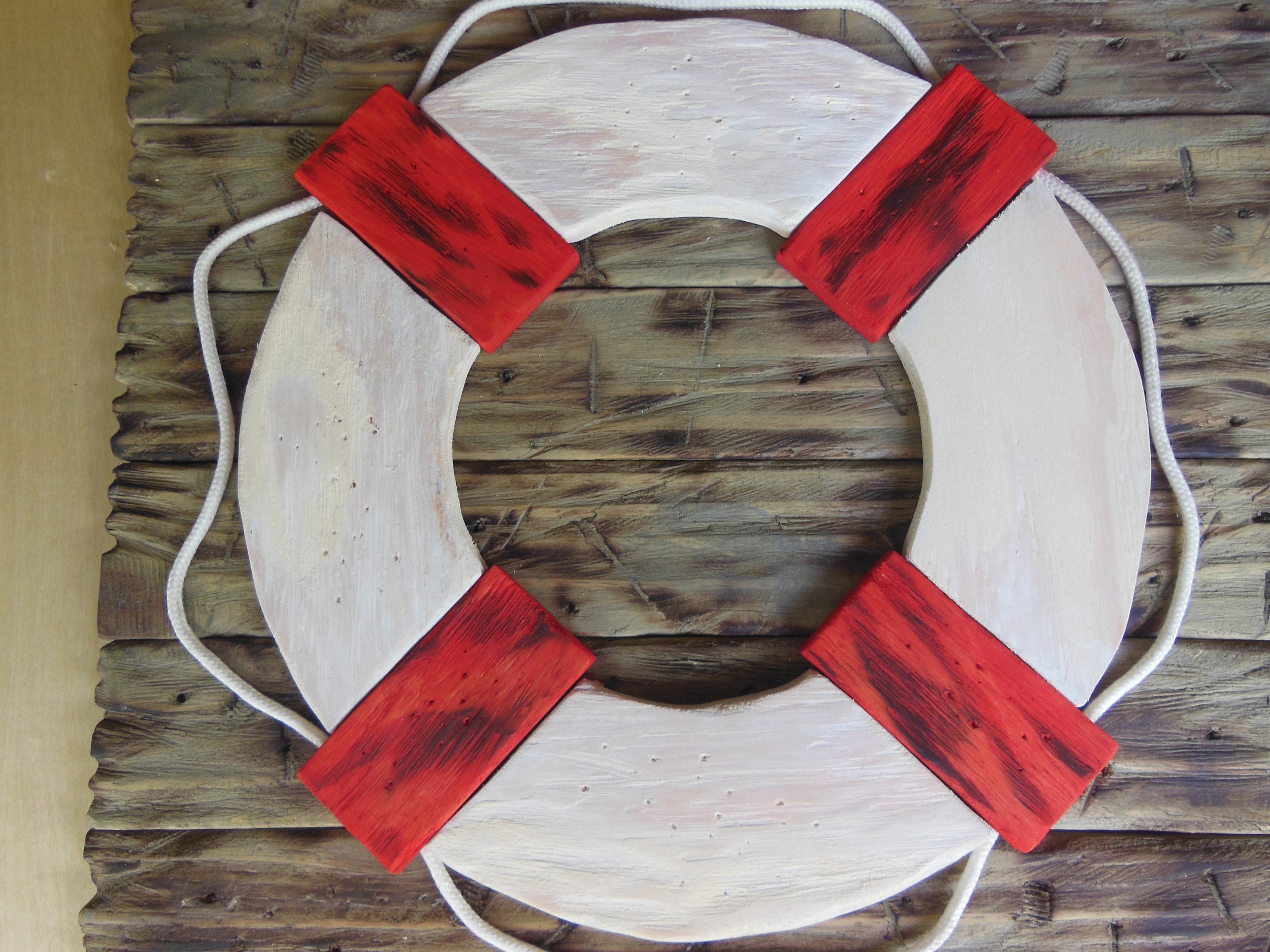 Wood Life Preserver-life Preserver-distressed Wood Life Preserver ...