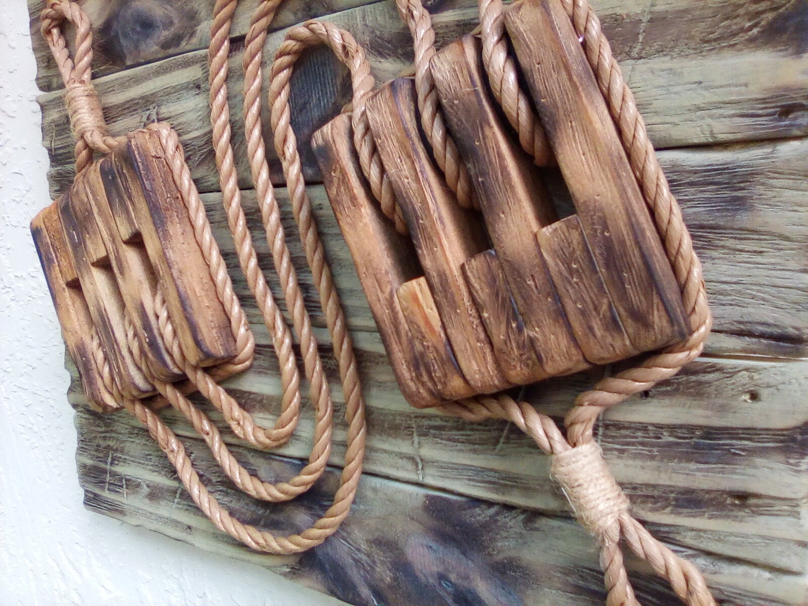 Wood Block and Tackle-block and Tackle-pirate Ship-nautical Decor ...