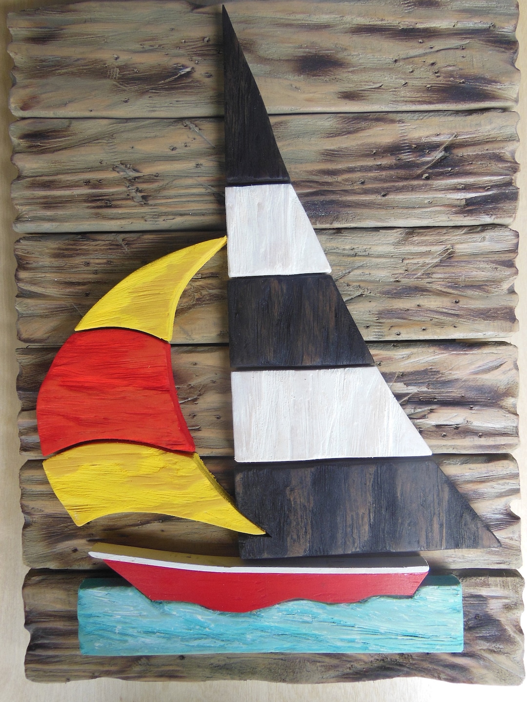 Wood Sailboat-sailboat-distressed Wood Sailboat-nautical Decor-nautical ...