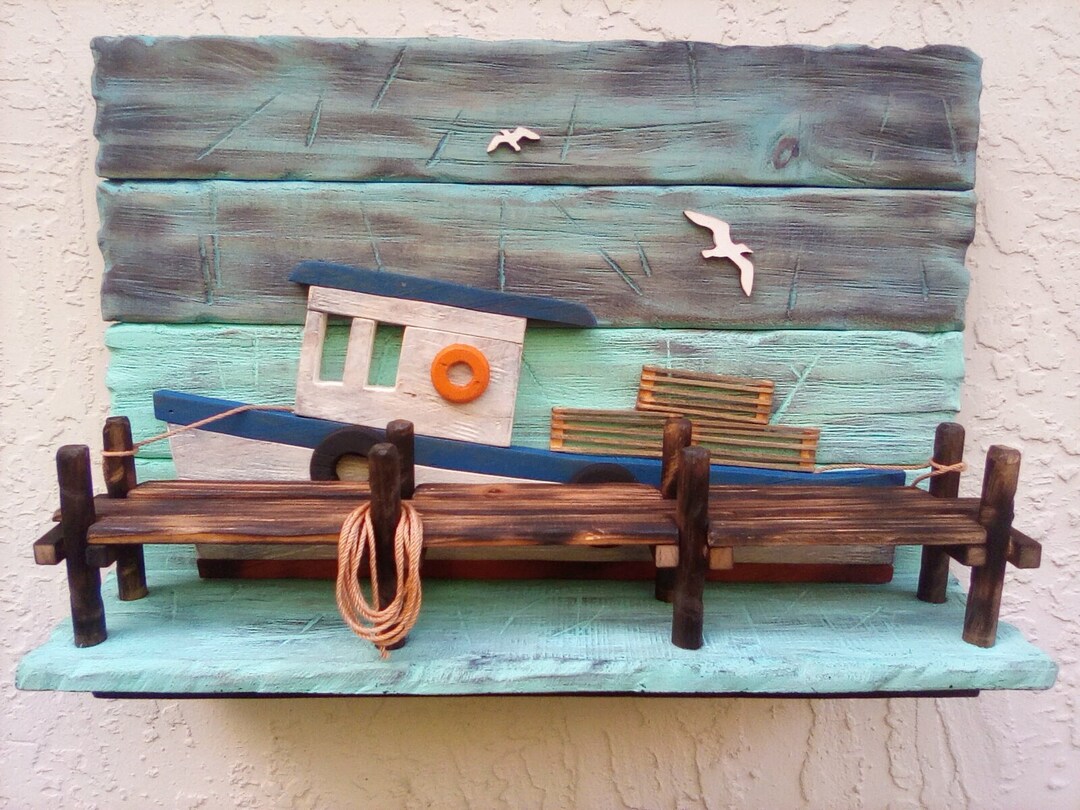 Lobster Boat-fishing Boat-wood Boat-docked Boat Art-nautical Decor ...