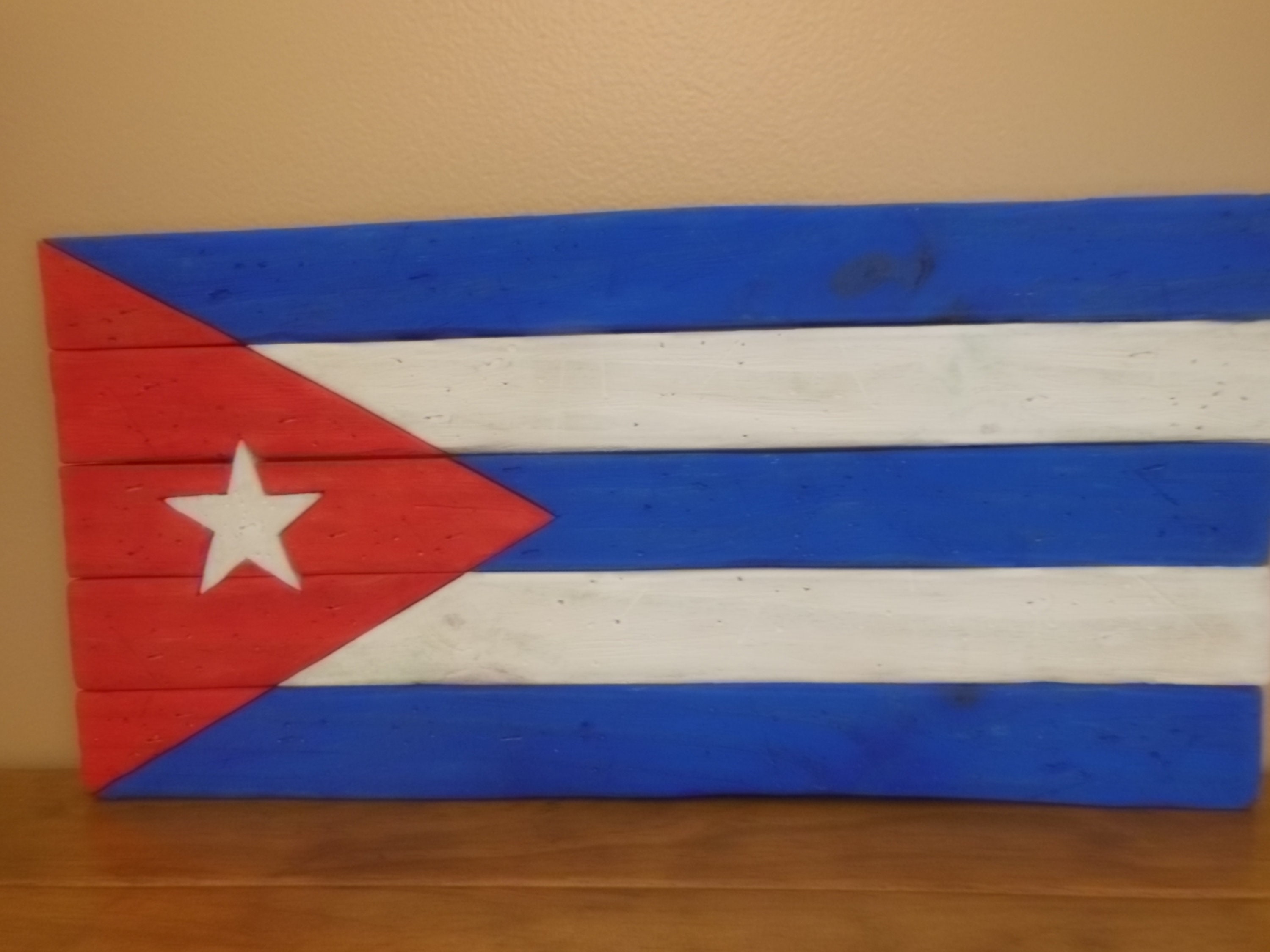 Cuban Flag-cuban Art-cuban Decoration-cuban Gift-wood Flag-wood Art ...