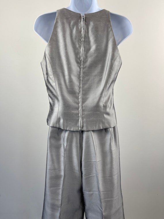 1980s Lane Davis Beverly Hills Silver Pantsuit - Gem