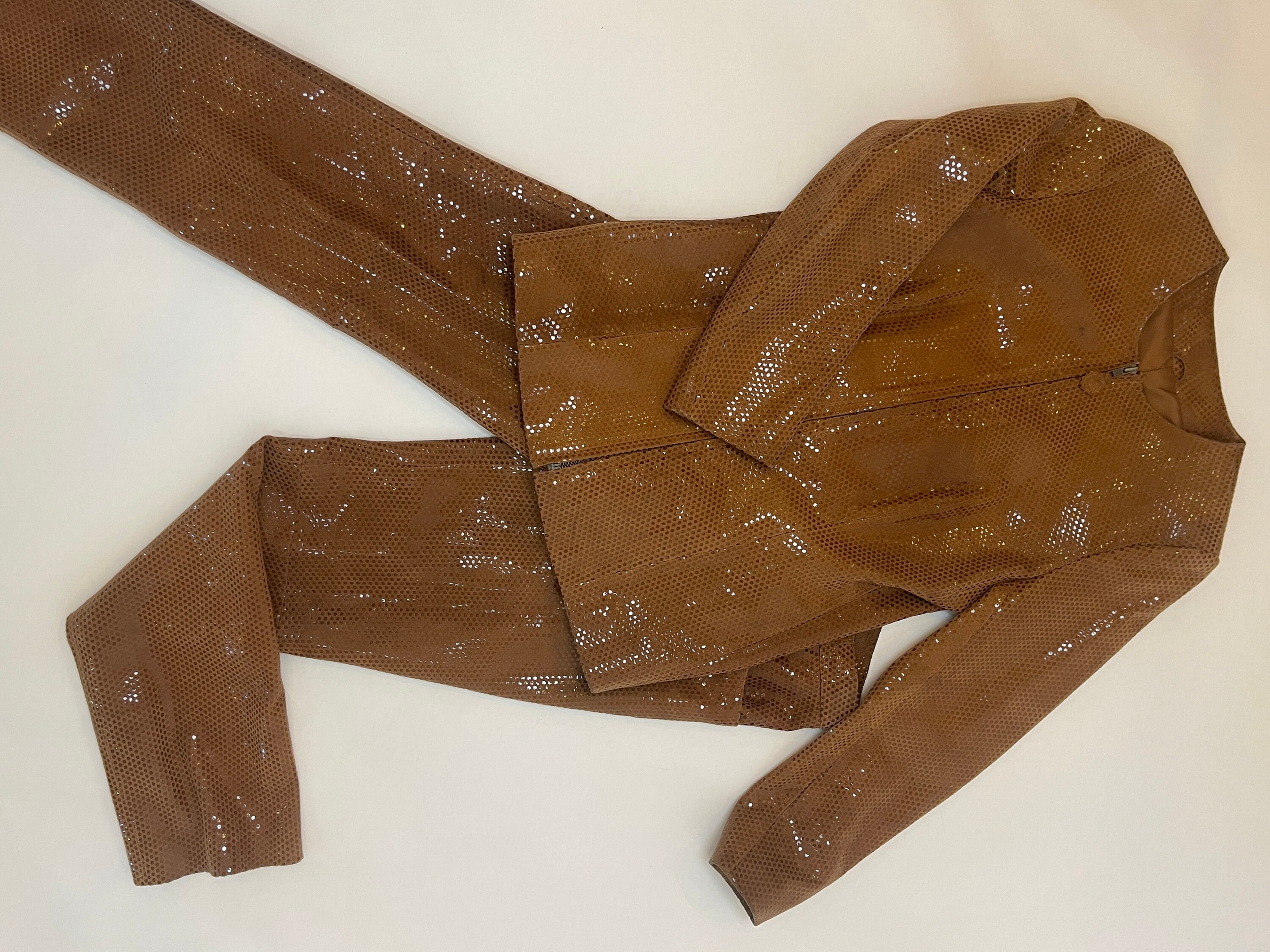 1970s Suede Suit With Embossed Circle Print - Etsy
