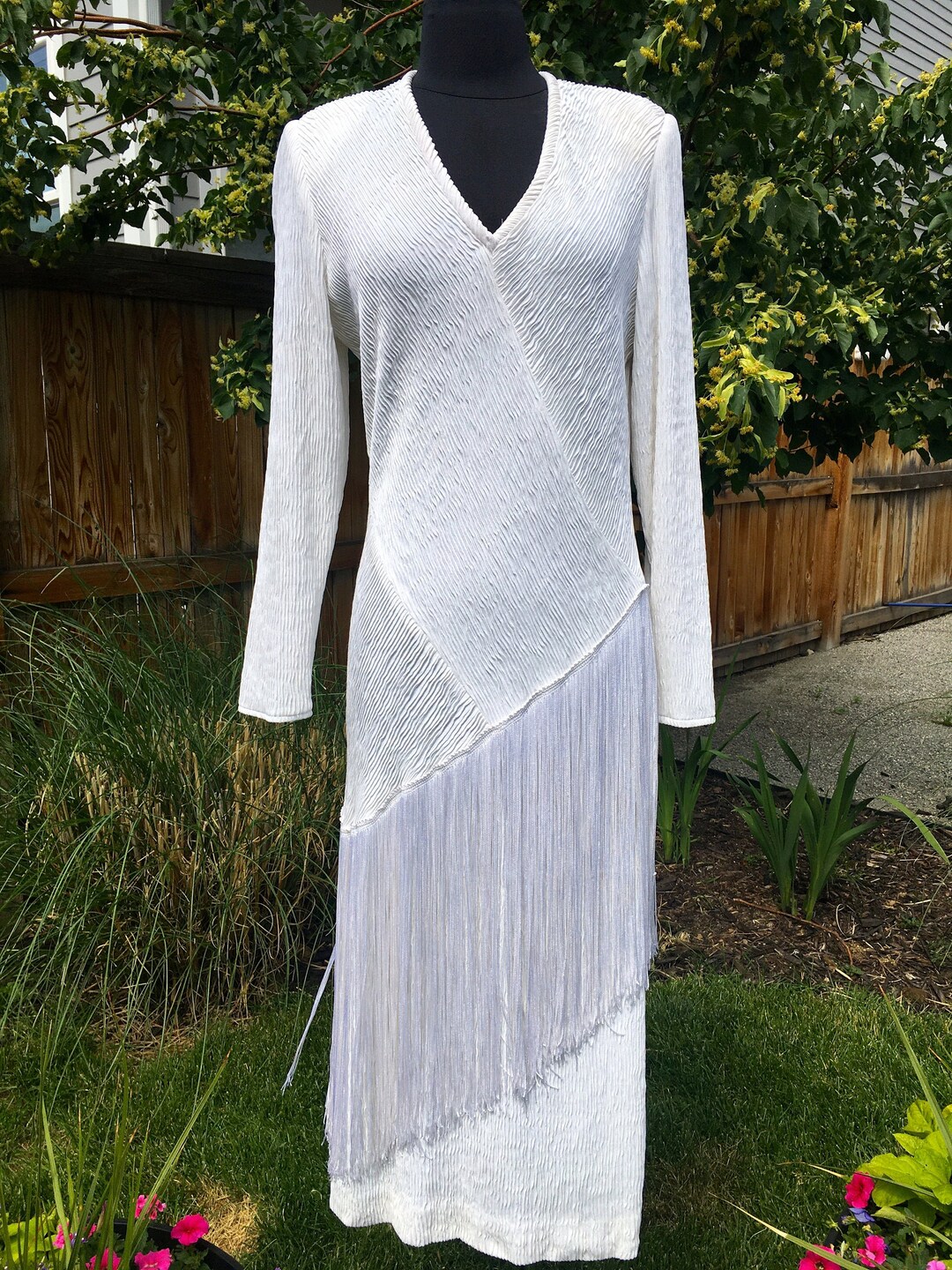 1970s Edith Flagg White Arnel Dress With Fringe - Etsy