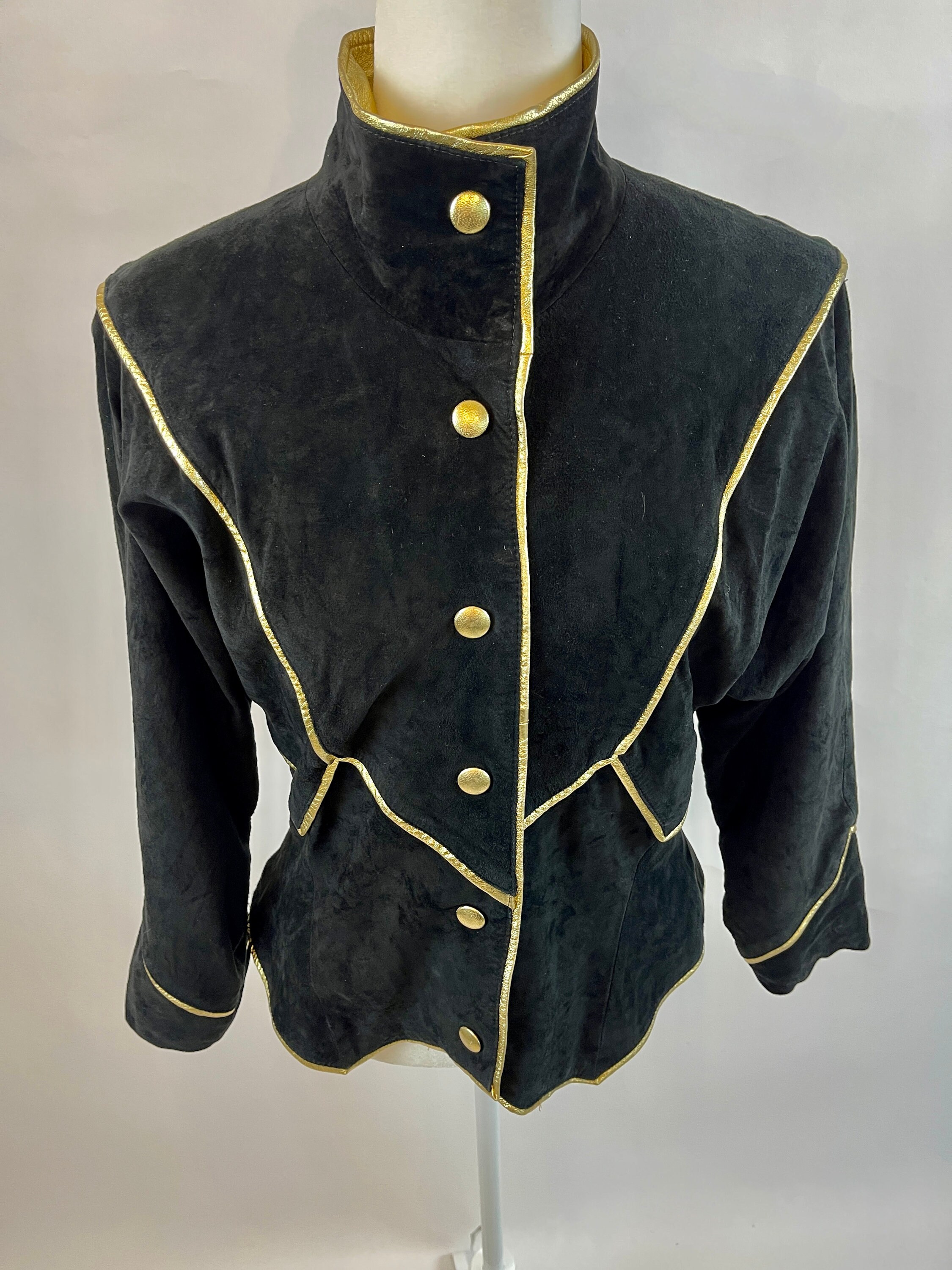 1980s Lillie Rubin Black Jacket With Gold Trim - Etsy