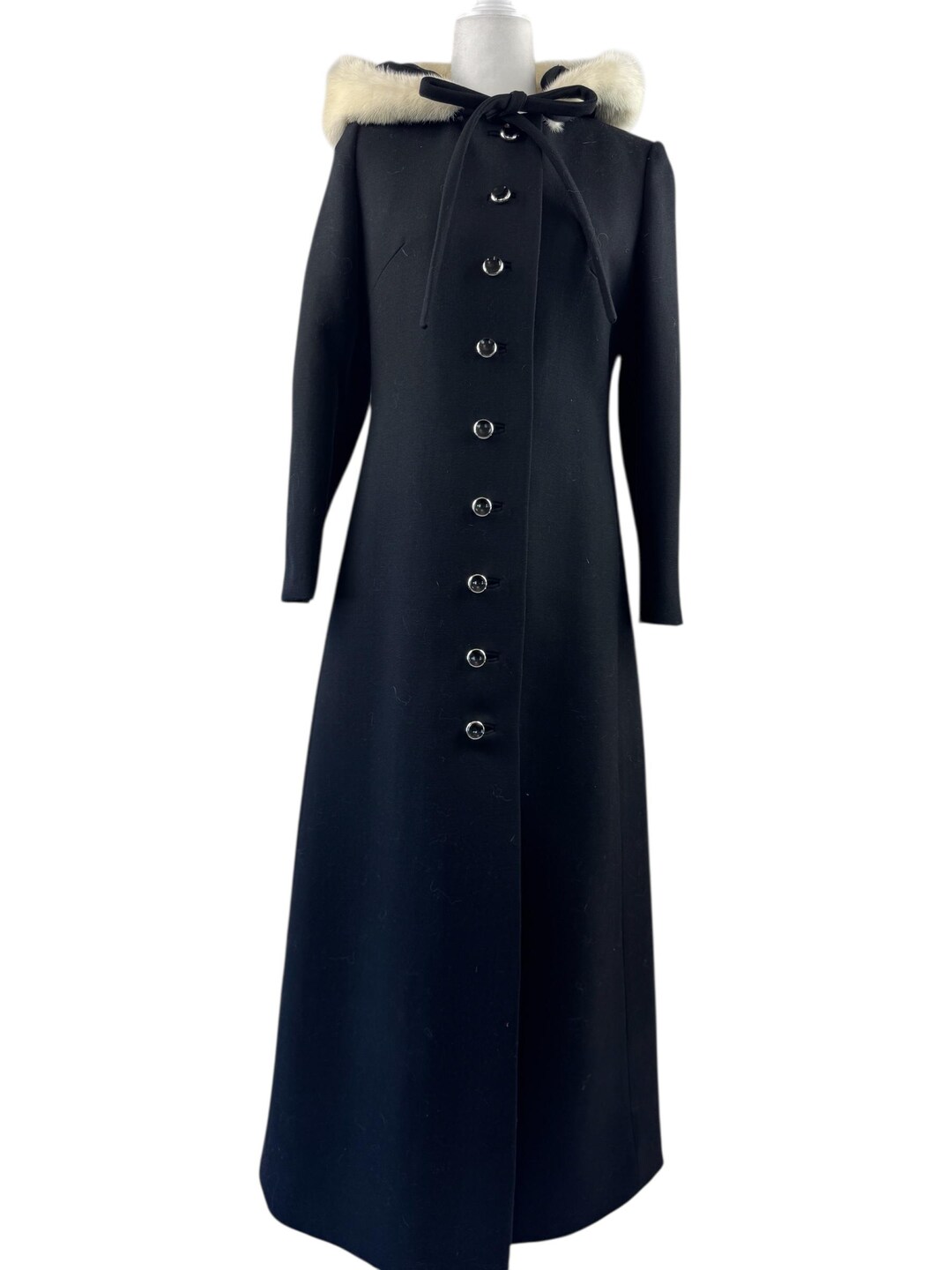 1970s Mr. Donovan Black Wool Coat With Fur Trim - Etsy
