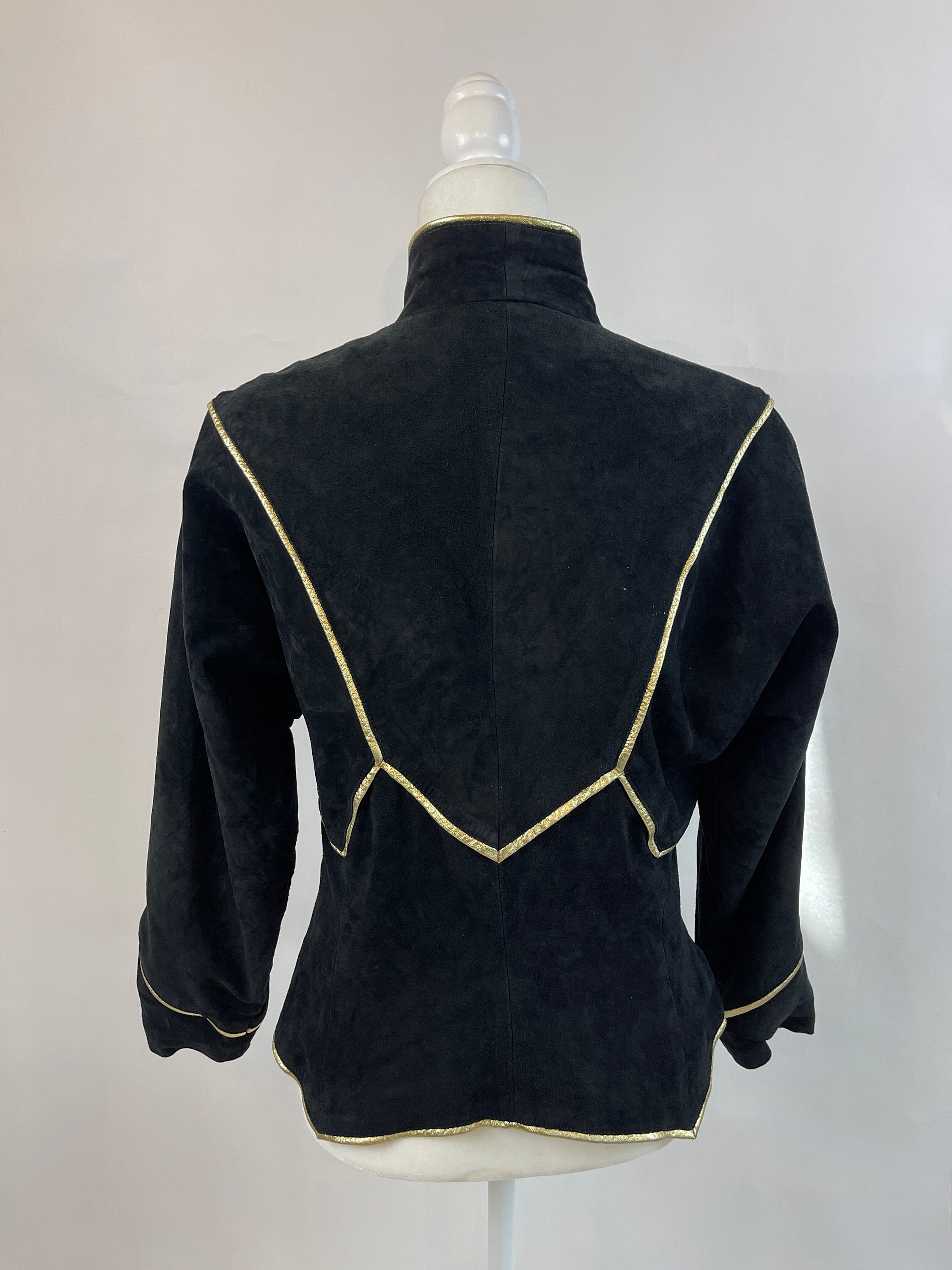 1980s Lillie Rubin Black Jacket With Gold Trim - Etsy