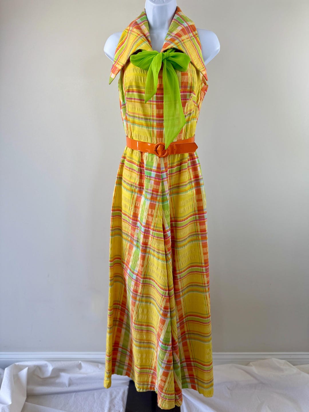 1970s Toni Todd Yellow Plaid Seersucker Jump Suit - Etsy