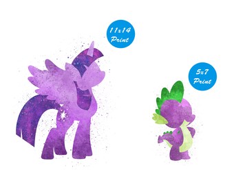 Sun princess pony watercolor print kids decor wall art | Etsy