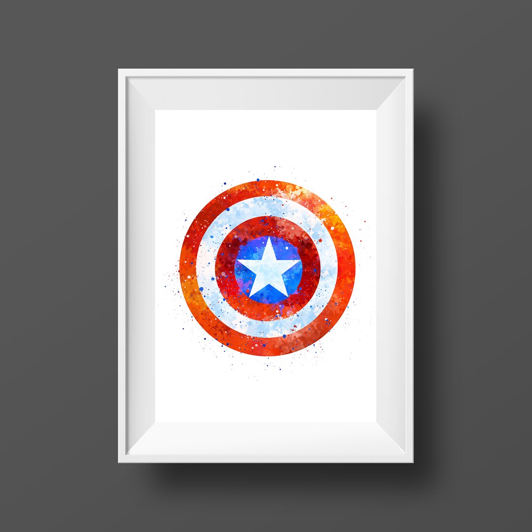 American Shield Watercolor Digital Download Artwork, Wall Decor ...