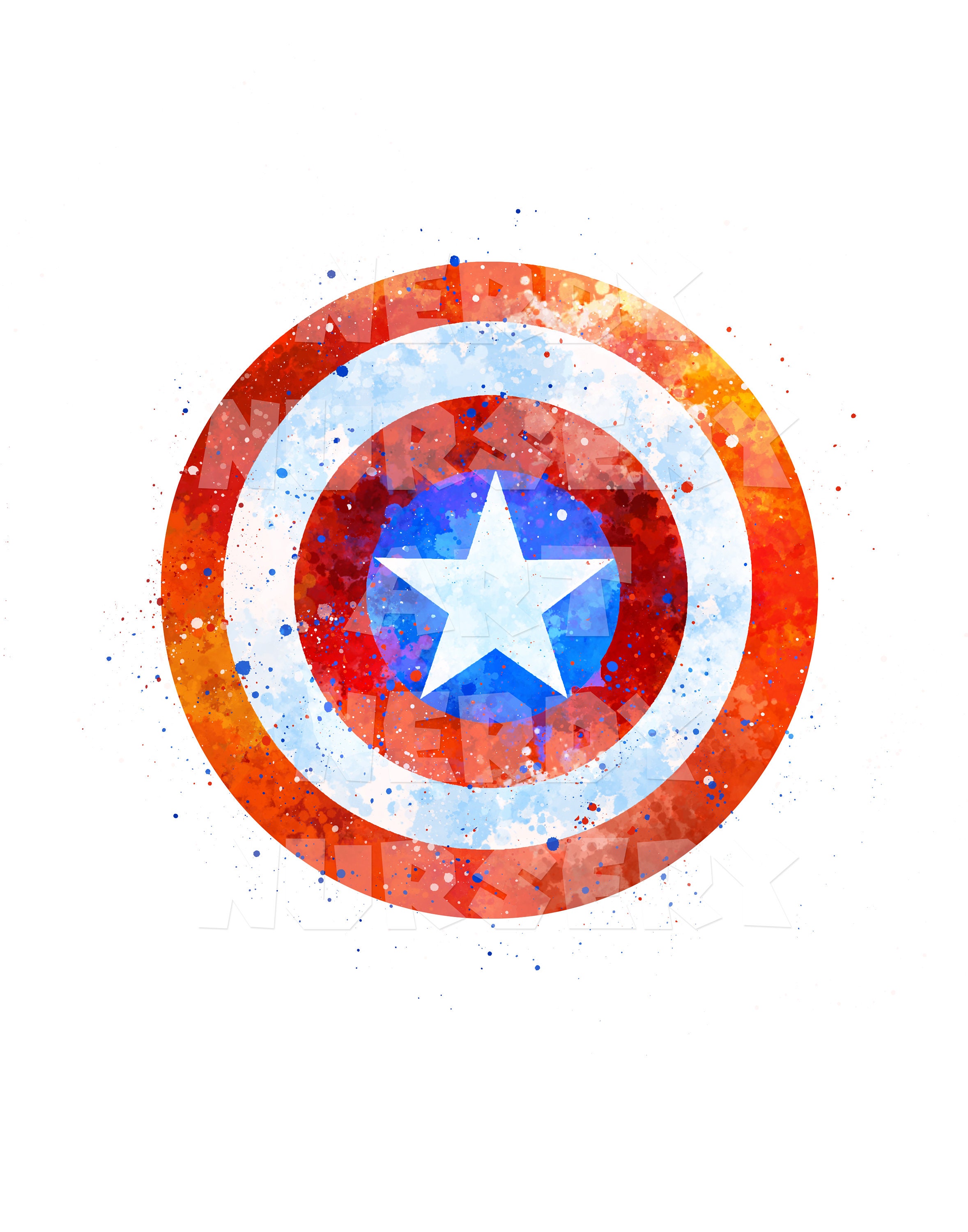 American Shield Watercolor Digital Download Artwork Wall - Etsy