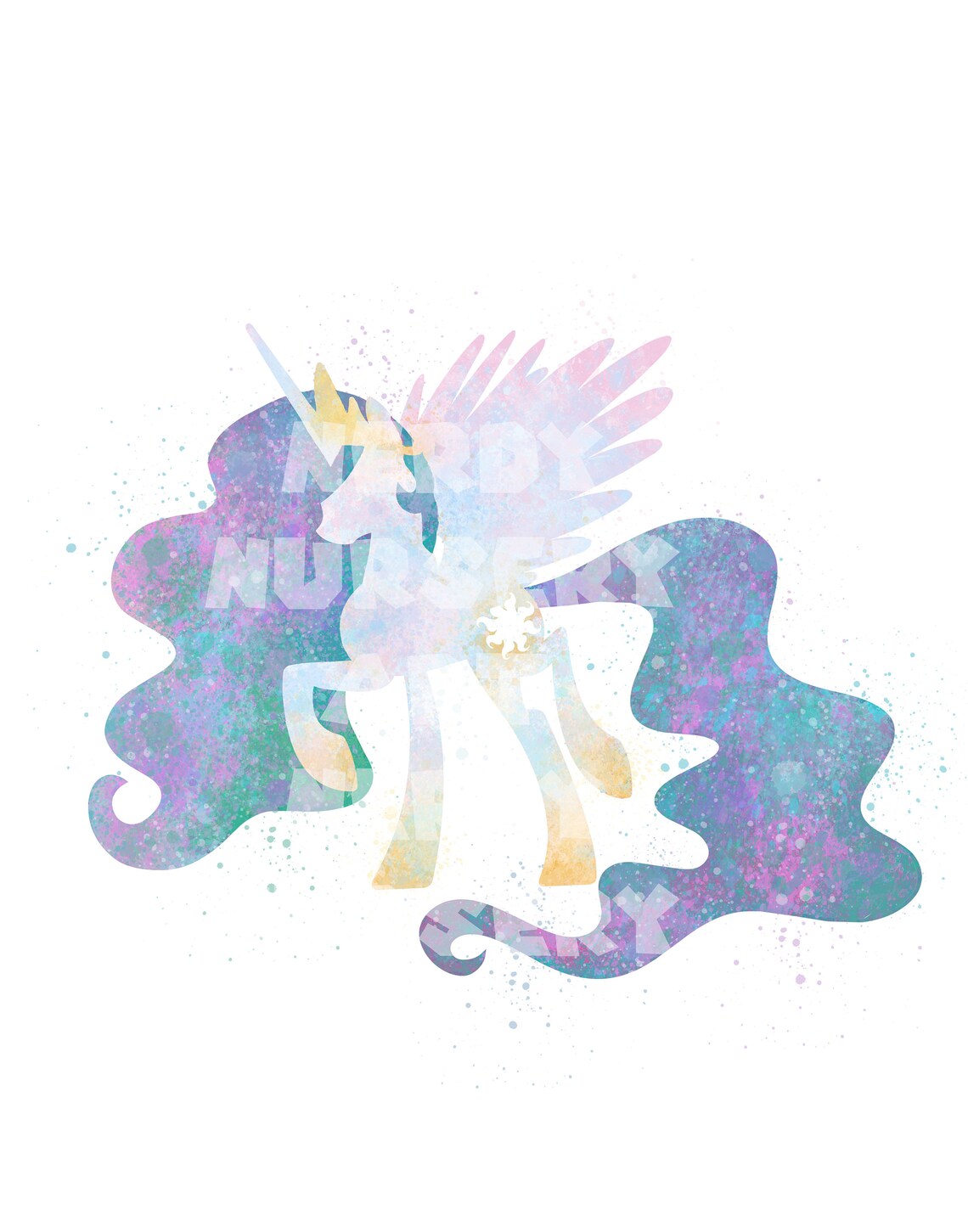 Sun Princess Pony Watercolor Print Kids Decor Wall Art - Etsy