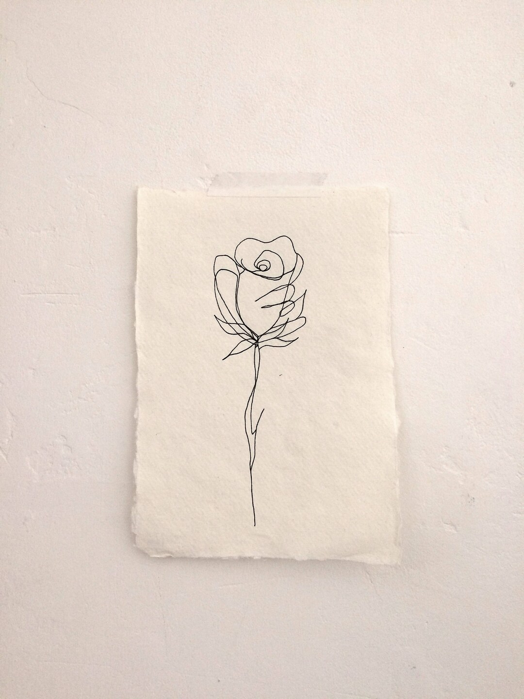 A5 Limited Edition Hand Drawn Print Fine Line Valentines Flower ...