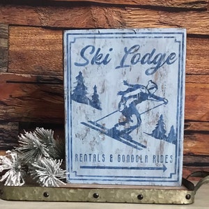 Ski Sign / Winter Decor / Ski Lodge Sign / Ski Rental Sign / Vintage ...