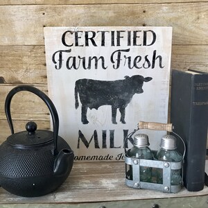 Country Sign / Farm Fresh Milk / Rustic Farmhouse Kitchen Decor / Dairy ...