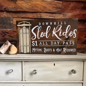 Christmas Wood Sign / Sledding Sign Decor / Winter Decoration / Holiday ...