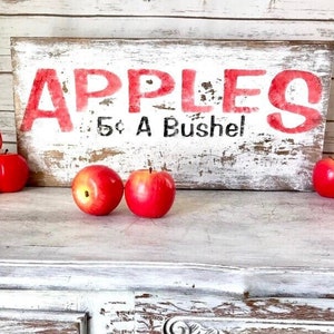 Fall Apple Sign Decor Antique Style Chippy Sign Apples 5 - Etsy