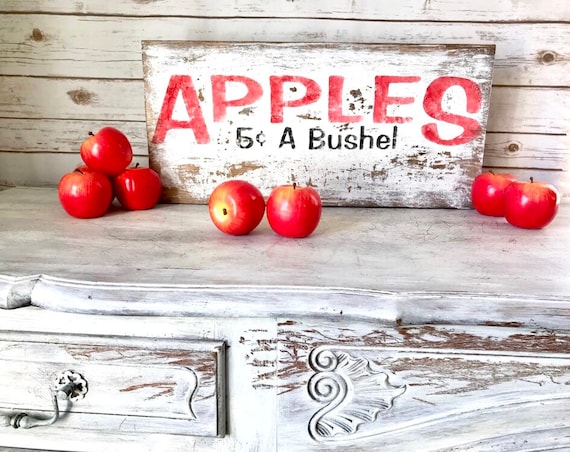 Fall Apple Sign Decor Antique Style Chippy Sign Apples 5 | Etsy