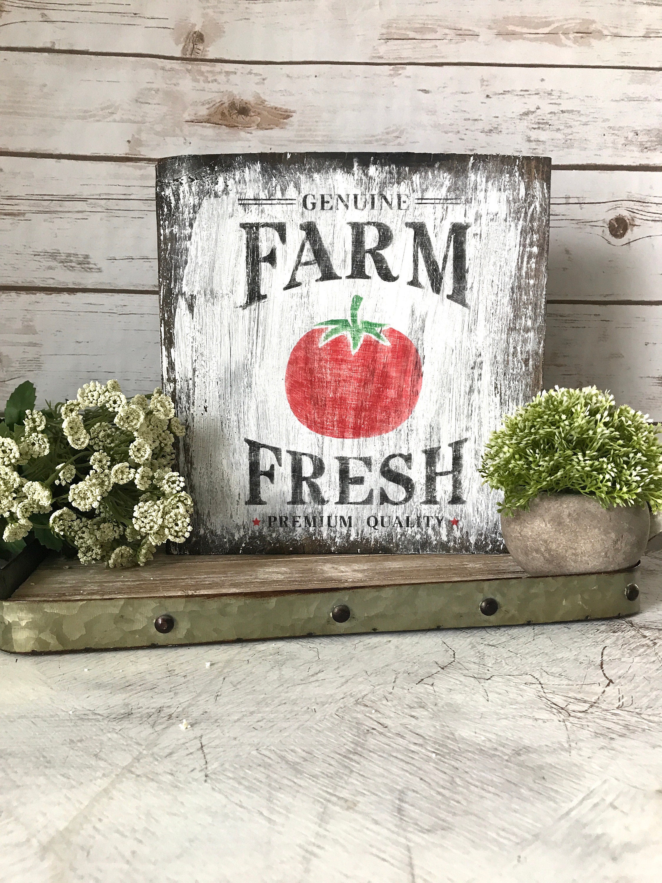 Tomato Sign / Kitchen Veggie Wood Sign / Farm Freah Tomatoes / Summer ...