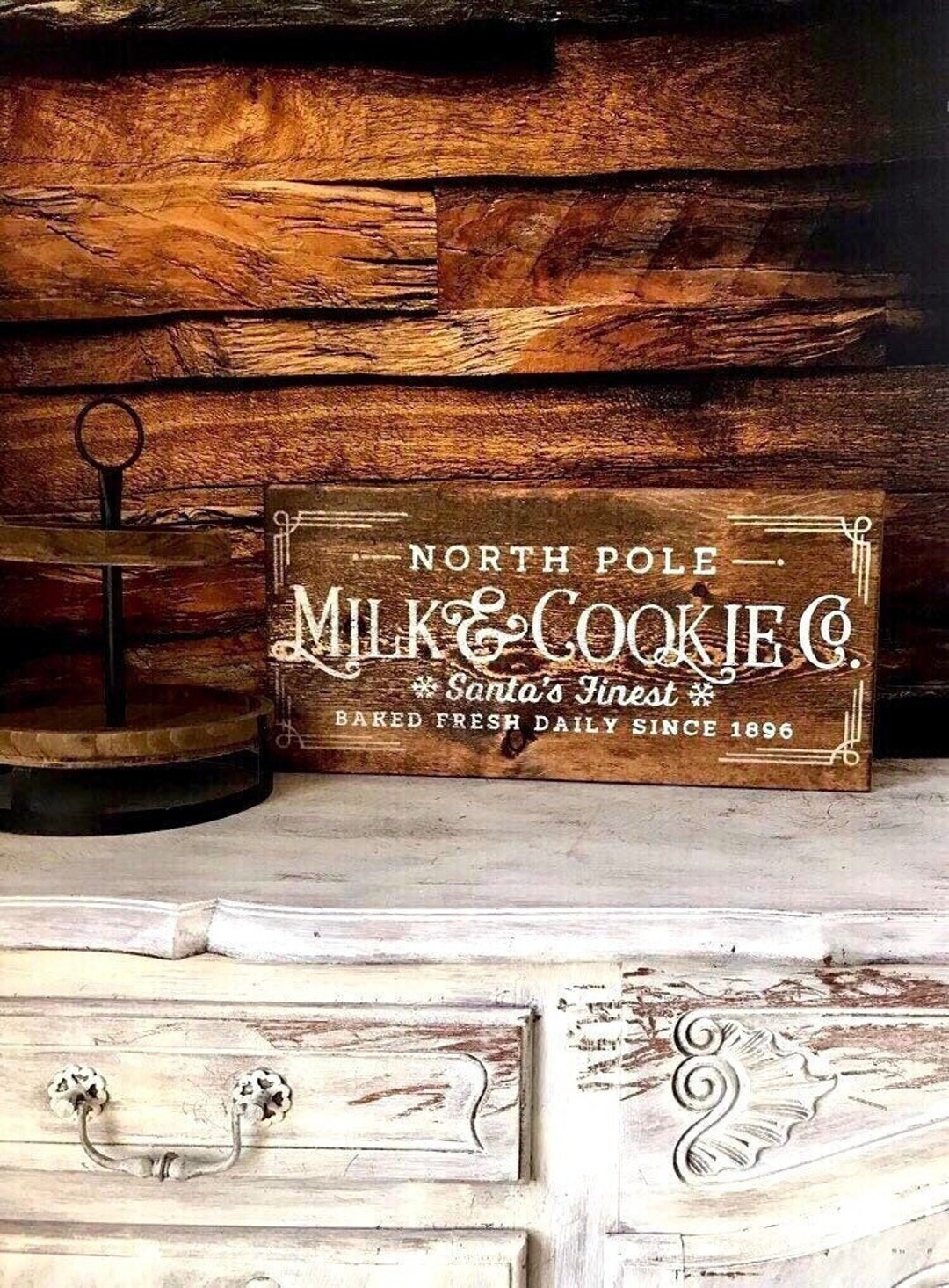 Rustic Christmas Sign Decoration / Milk and Cookie Sign / Christmas ...