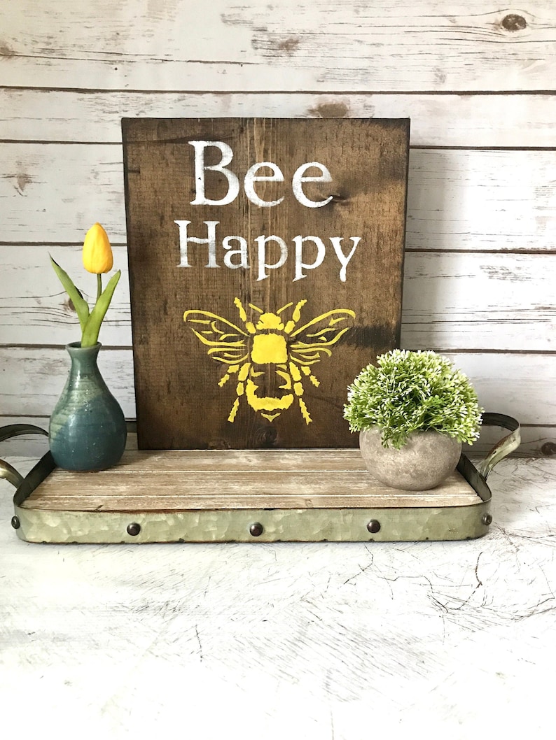 Bee Sign Decor / Nursery Sign / Bee Happy Wooden Sign / Summer - Etsy