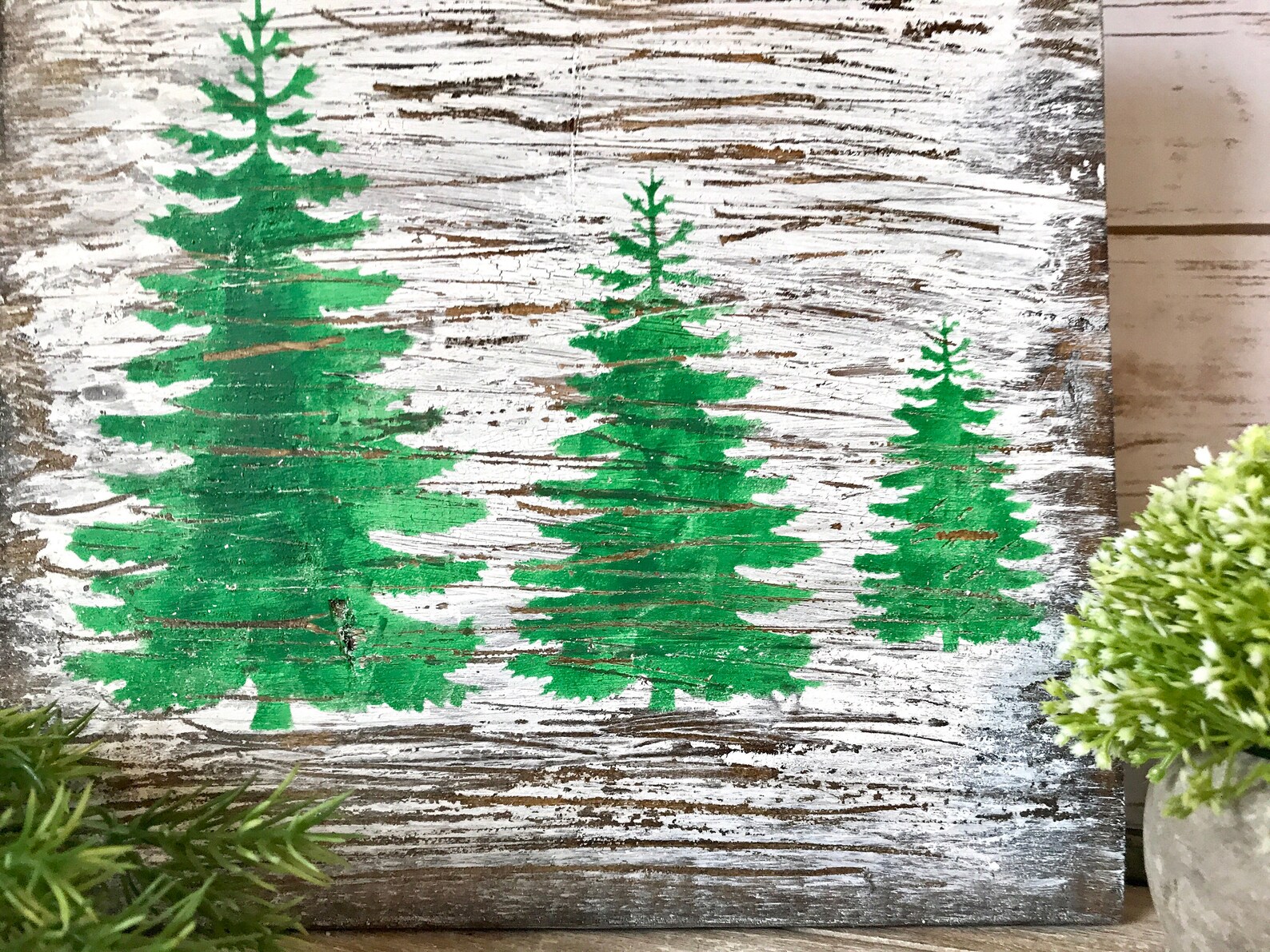Pine Tree Sign Decoration Chippy Pine Trees Winter - Etsy