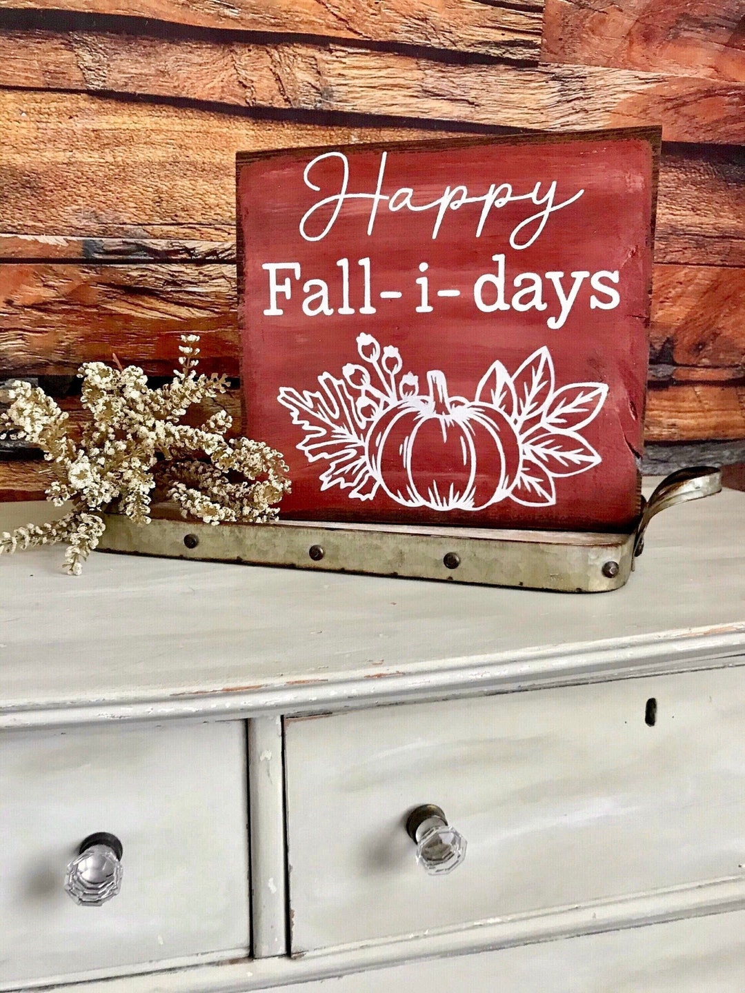 Rustic Fall Sign Decor / Pumpkin Sign / Red Wooden Sign - Etsy
