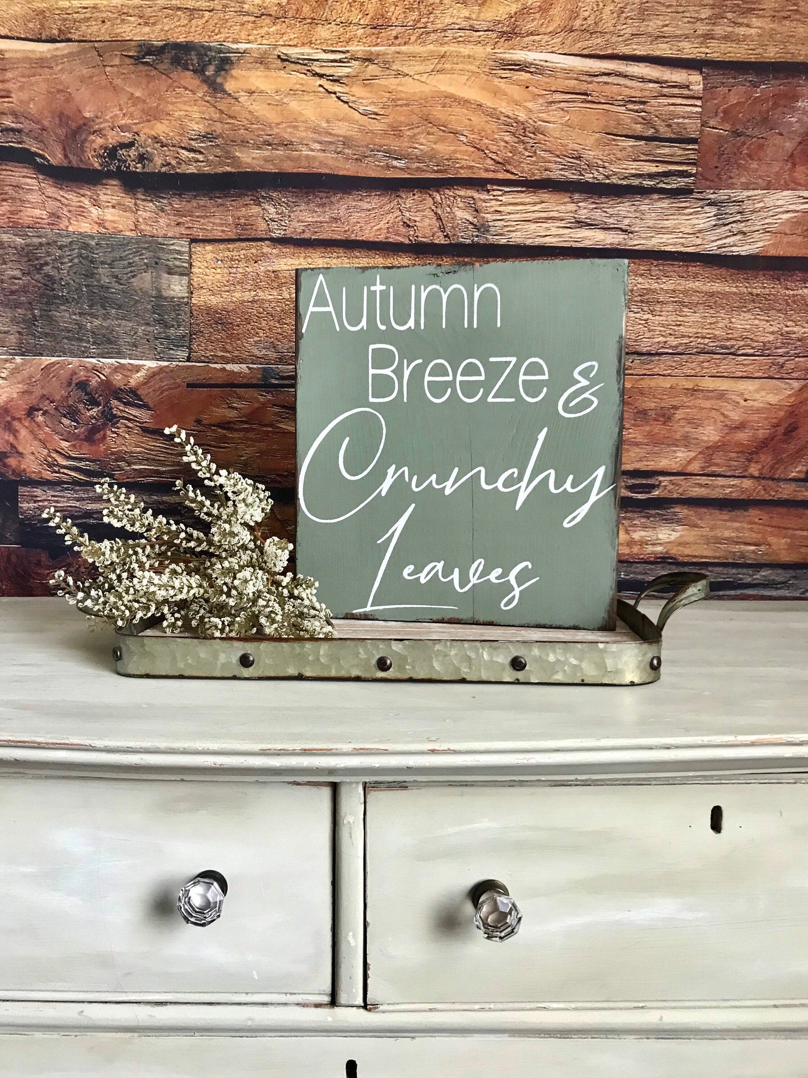 Rustic Fall Wooden Sign / Sage Green Fall Sign Decor / Autumn | Etsy