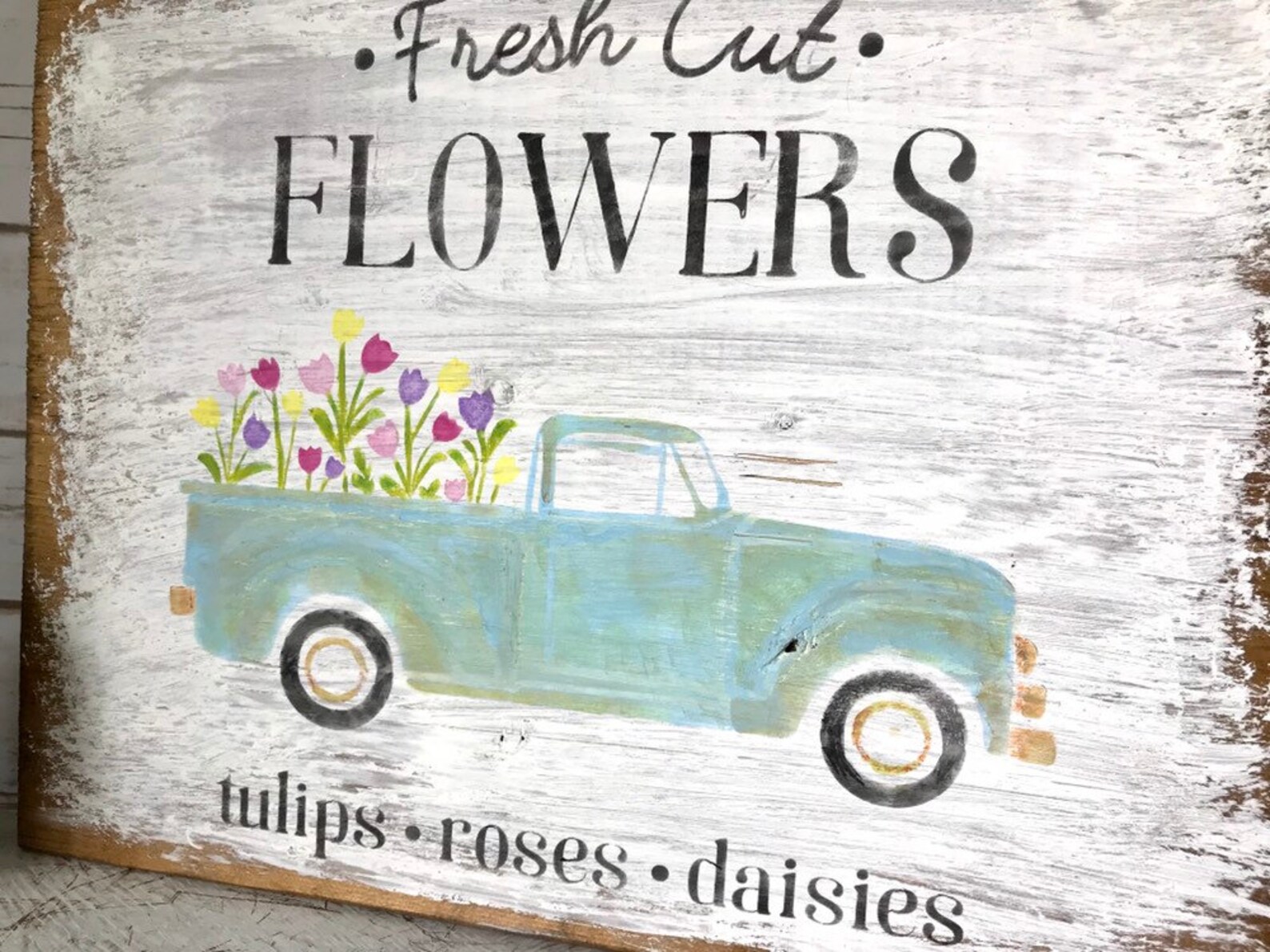 Flower Truck Sign Spring Decor Fresh Cut Flowers Rusty | Etsy