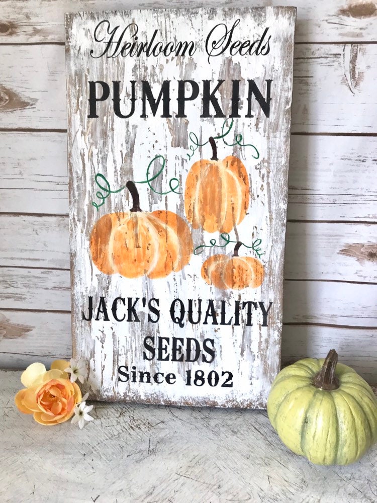 Fall Wood Sign Decor | Pumpkin Fall Decor | Heirloom Pumpkin Seeds Sign ...