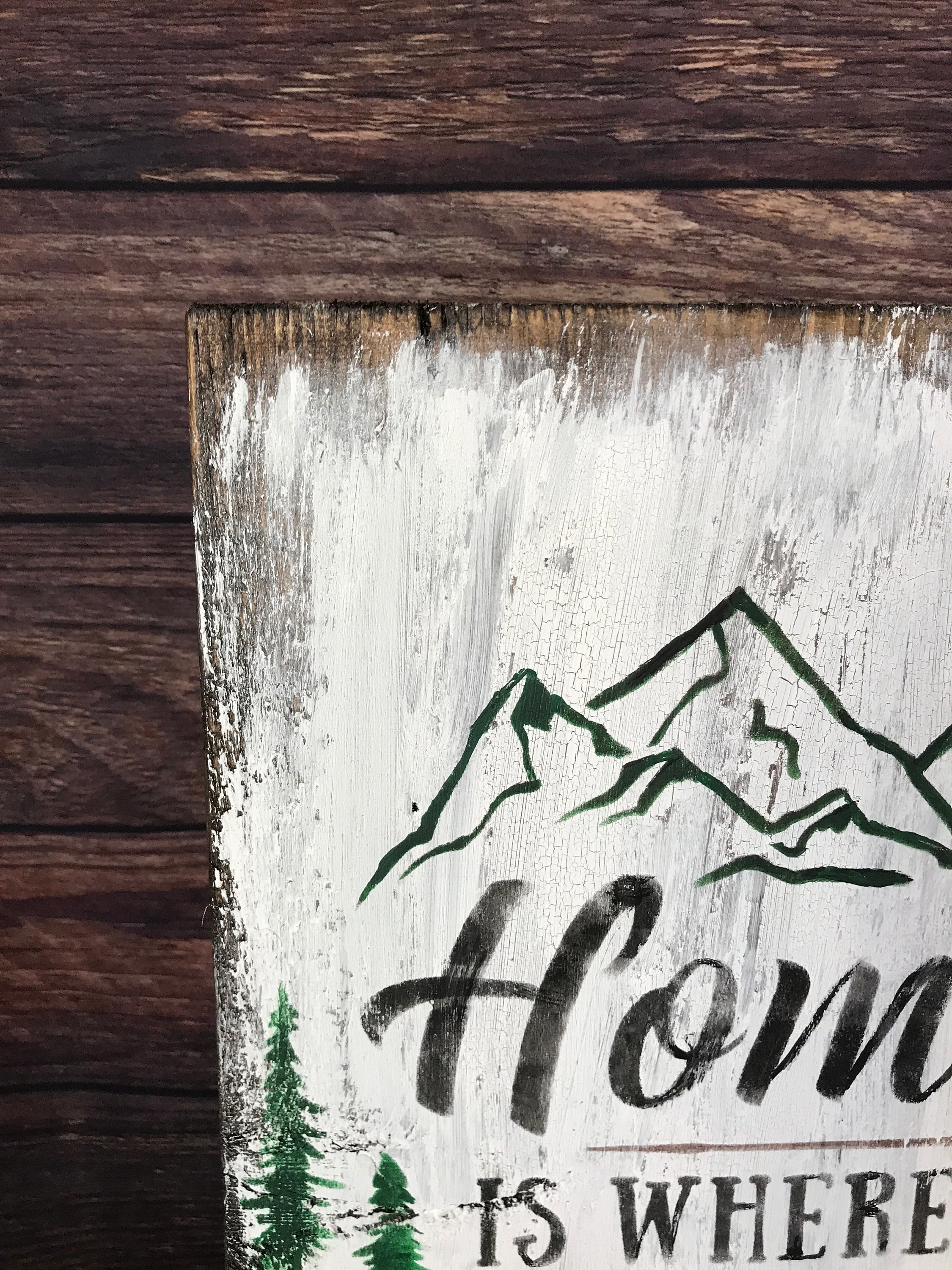Rustic Hiking Wooden Sign / Home is Where the Mountains Are / - Etsy