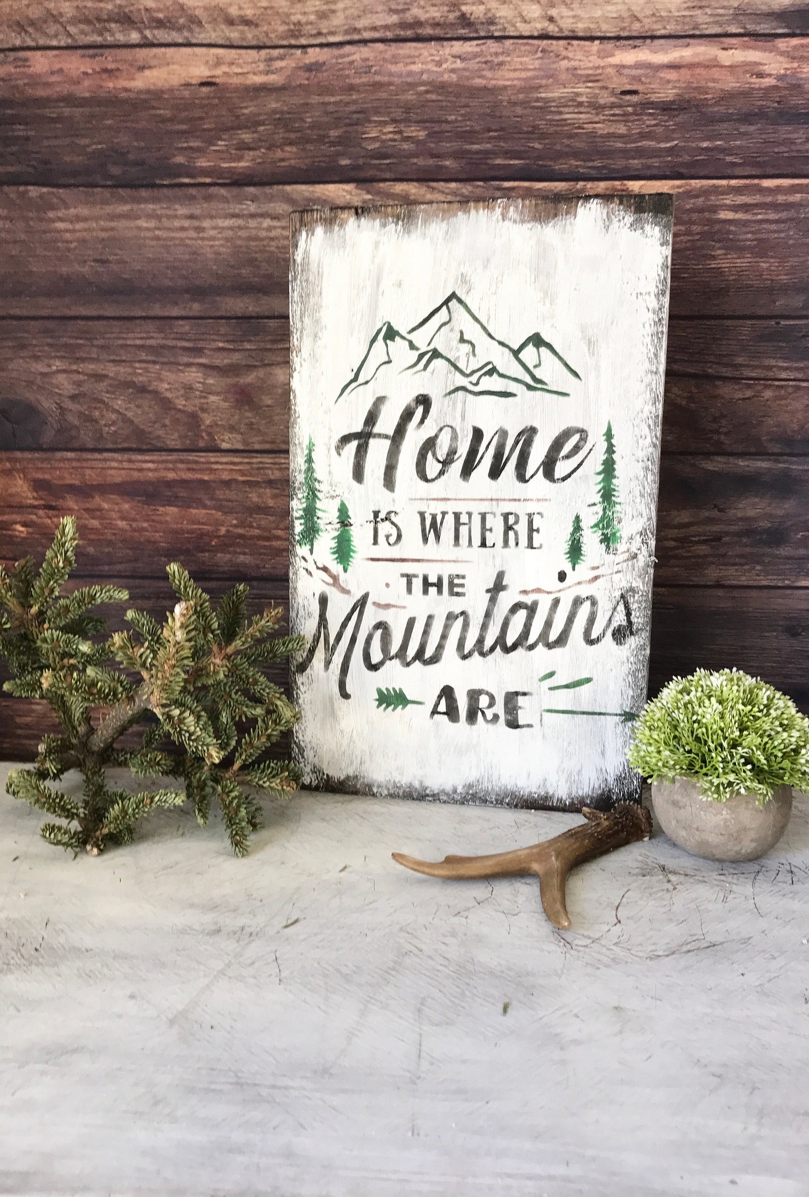 Rustic Hiking Wooden Sign / Home is Where the Mountains Are / - Etsy