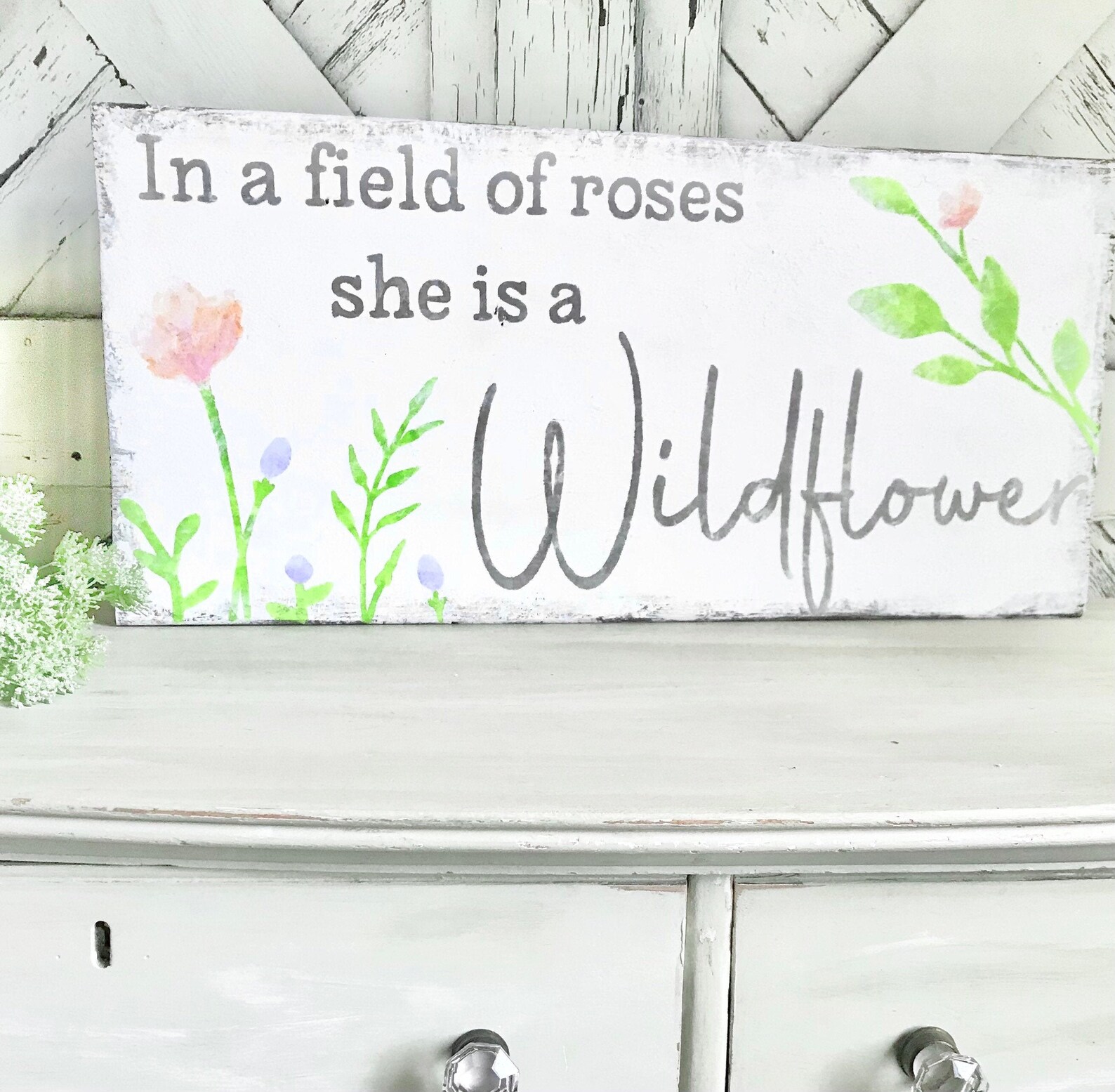 In a Field of Roses She is a Wildflower Sign / Nursery Sign / - Etsy